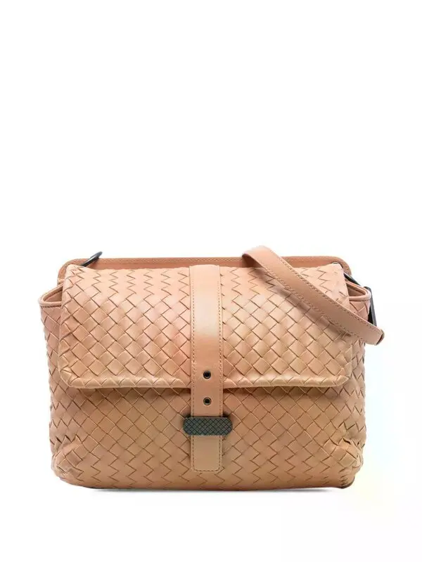 Bottega Veneta 2012-2026 Nappa Intrecciato Double Sided Flap Shoulder Bag - Brown