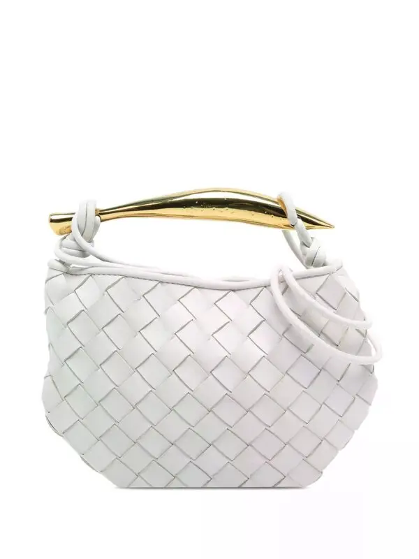 Bottega Veneta 2012-2025 Baby Lambskin Intrecciato Sardine Satchel - White