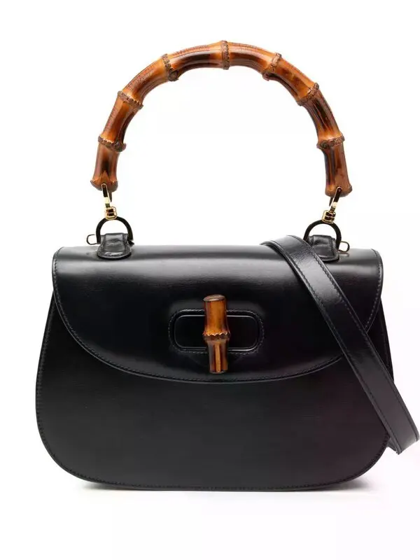 Gucci 20th Century Calfskin Bamboo Night Satchel - Black