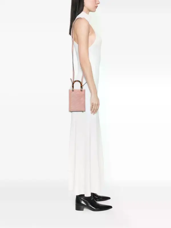 Fendi Zucca Embossed Leather Sunshine Shopper - Pink