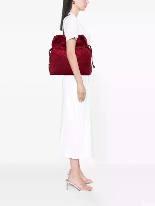 Prada Tessuto Logo Drawstring Tote Bag