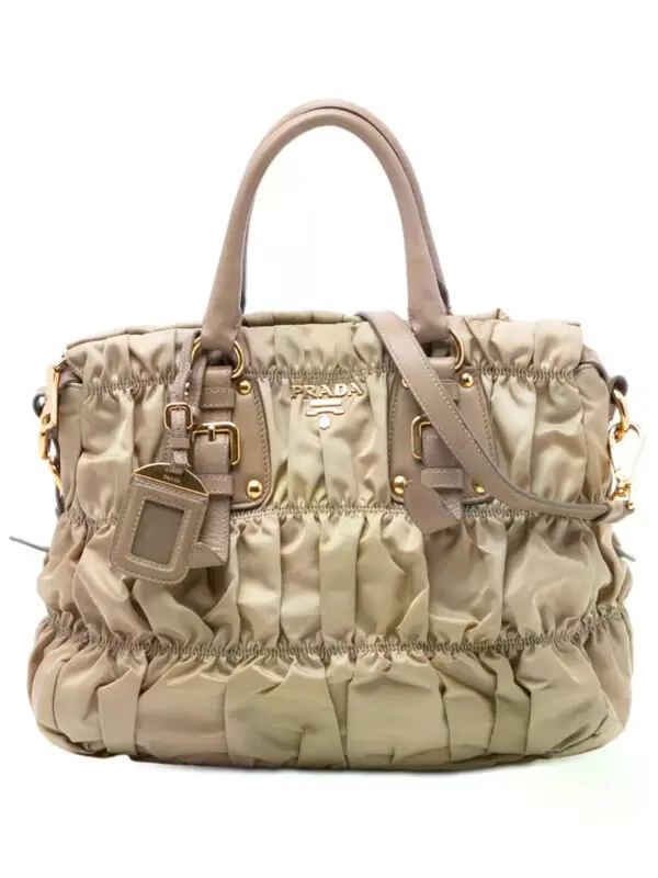 Prada 2010-2025 Tessuto Gaufre Satchel - Brown