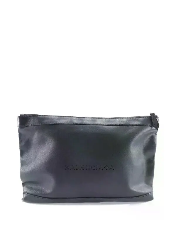 Balenciaga 2010-2026 Leather Navy Clip M Clutch Bag - Black