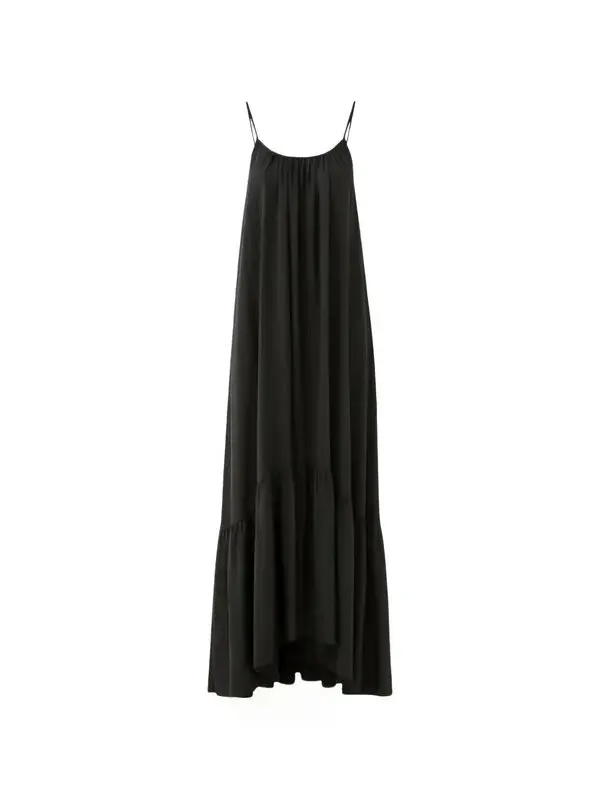 ELEH Ruffled Slip Maxi Dress - Black