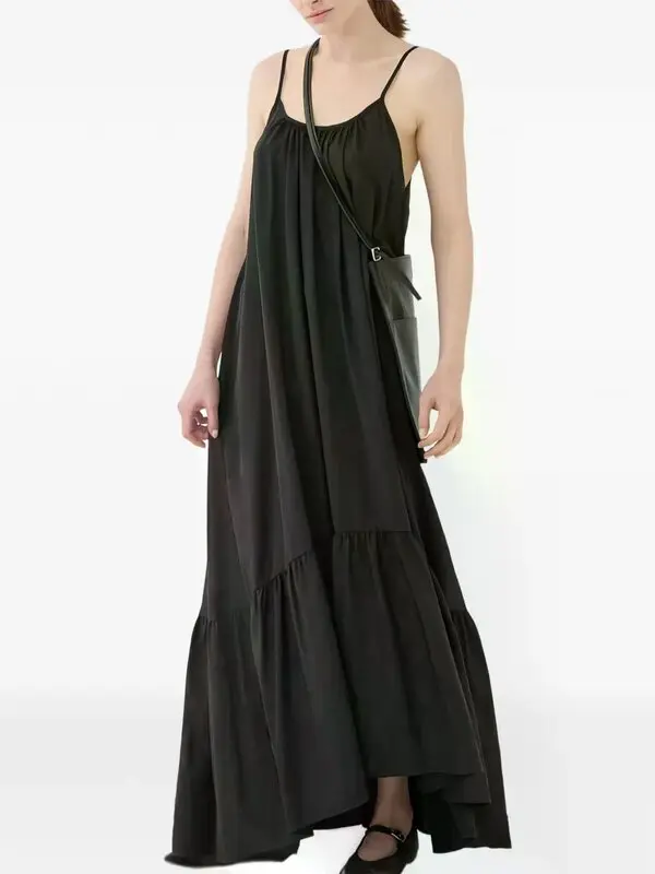 ELEH Ruffled Slip Maxi Dress - Black