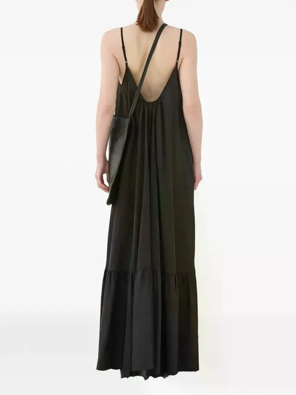 ELEH Ruffled Slip Maxi Dress - Black