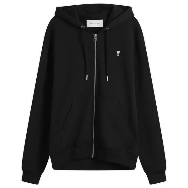 Ami Contrasted De Coeur Hoodie - Noir/blanc Creme