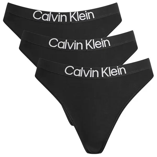 Calvin Klein Extra Soft Cotton Stretch Thong 3 Pack - Black