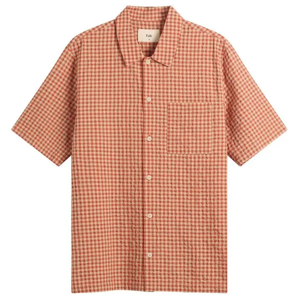 Folk Gabe Shirt - Red Oxide Textured Check