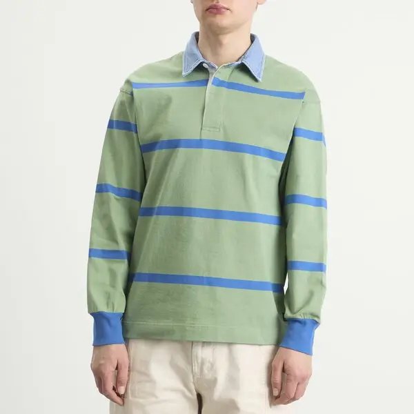 Gramicci Langdon Rugby Shirt - Olive/blue