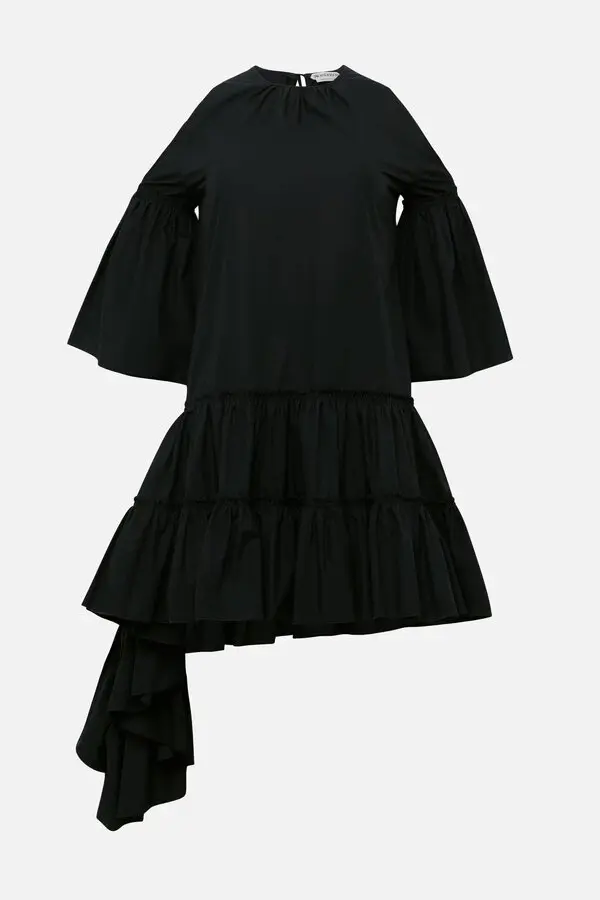 JW Anderson Midi Dress With Ruffle Detail - Black