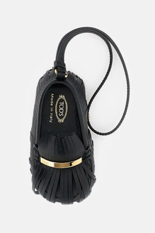 TOD'S Leather Gommino Baby Shoe Charm - Black