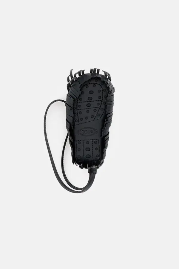 TOD'S Leather Gommino Baby Shoe Charm - Black