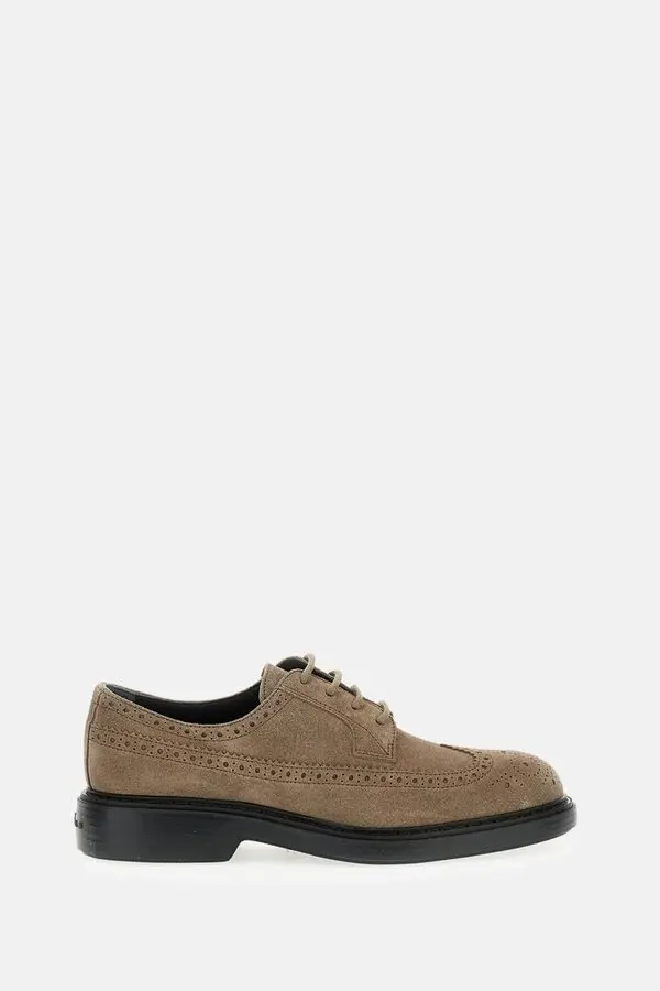 Hogan H704 Derby Shoes With Perforations - Beige