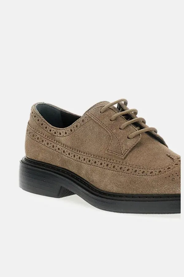Hogan H704 Derby Shoes With Perforations - Grey