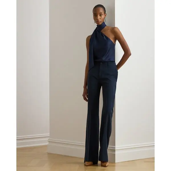 Ralph Lauren Charmeuse Tie-neck Halter Top