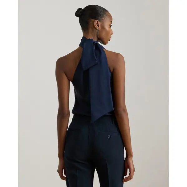 Ralph Lauren Charmeuse Tie-neck Halter Top