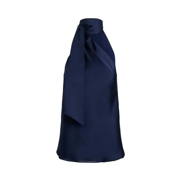 Ralph Lauren Charmeuse Tie-neck Halter Top