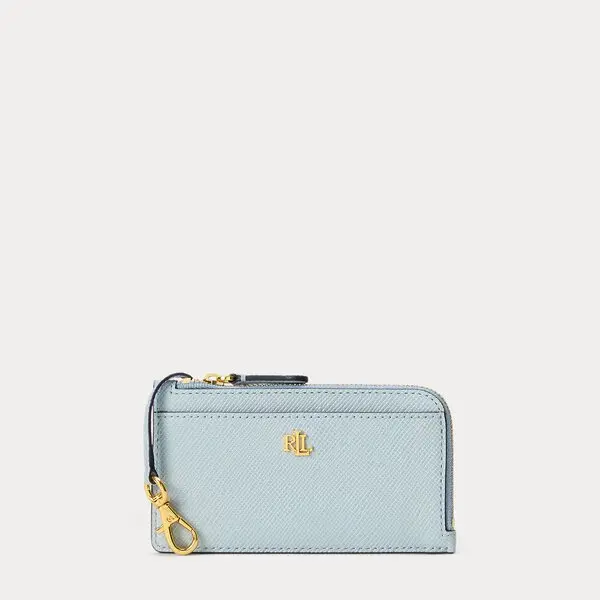 Ralph Lauren Textured Leather L-zip Card Case - Alpine Blue