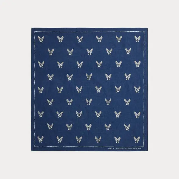 Ralph Lauren Winged-logo Indigo Bandanna - Indigo/cream