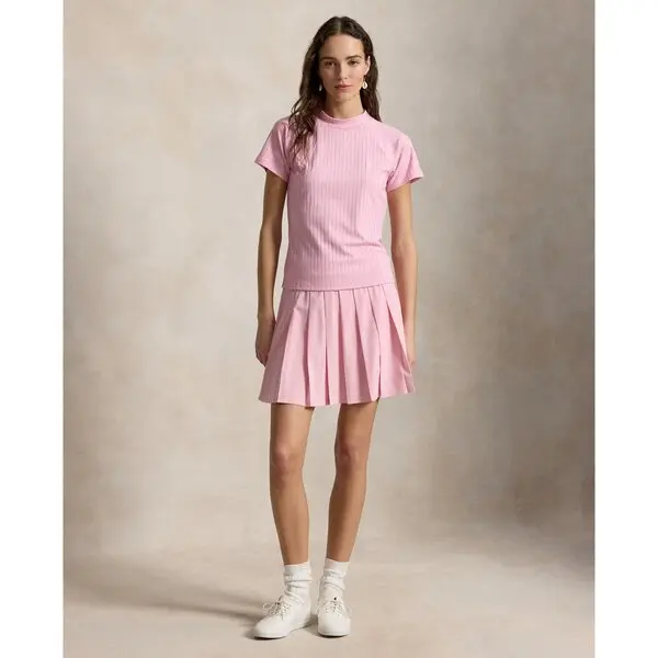 Ralph Lauren Ribbed Stretch-blend Mockneck - Light Pink