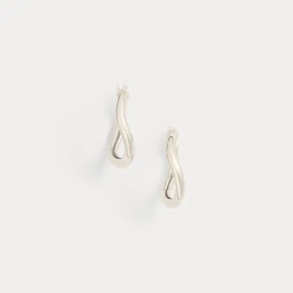 Ralph Lauren Sterling Wavy Huggie Earrings - Silver
