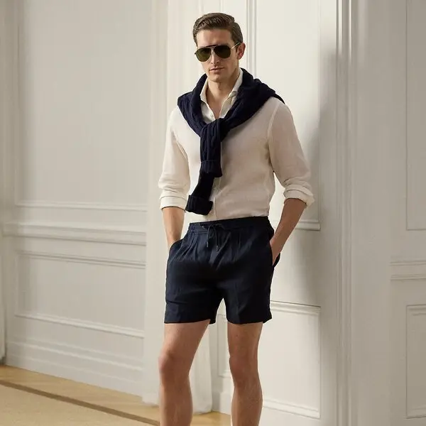 Ralph Lauren Hand-tailored Linen Drawstring Short - Classic Chairman Navy