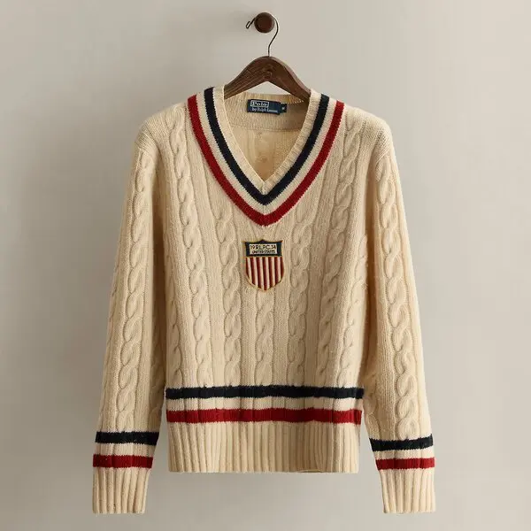 Ralph Lauren Vintage Crest Cricket Sweater Size - White