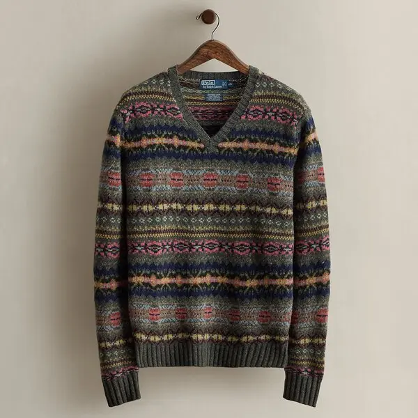 Ralph Lauren Fair Isle Wool V-neck Sweater