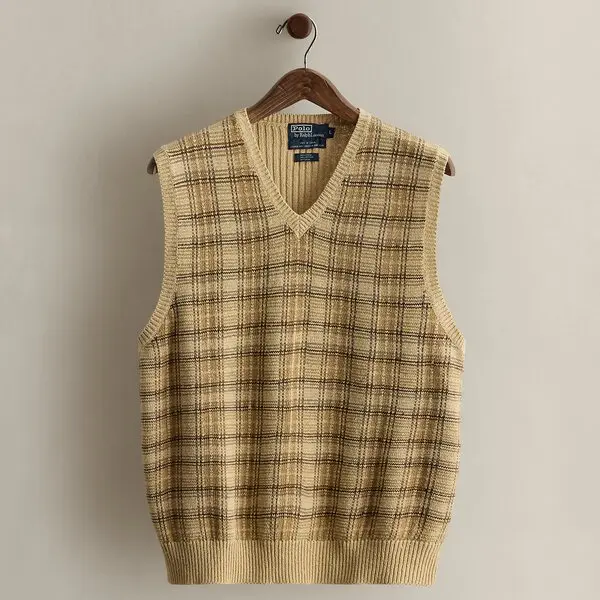 Ralph Lauren 2000 Plaid Sweater Vest Size - Tan