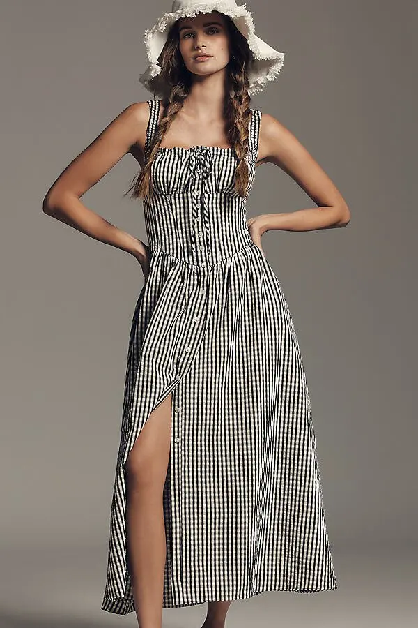 Astr The Label Temperance A-line Buttondown Maxi Dress