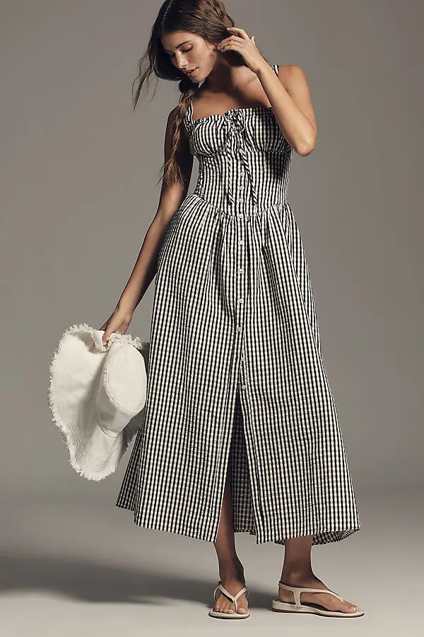 Astr The Label Temperance A-line Buttondown Maxi Dress