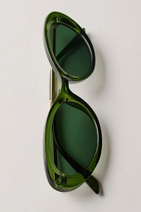 Free People Mae Oval Sunglasses - Olive