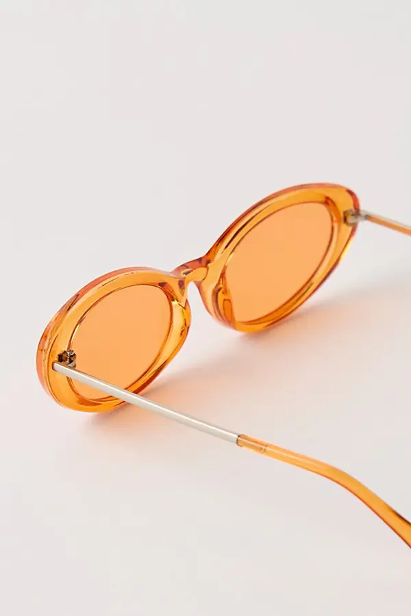 Free People Mae Oval Sunglasses - Tangerine Crush