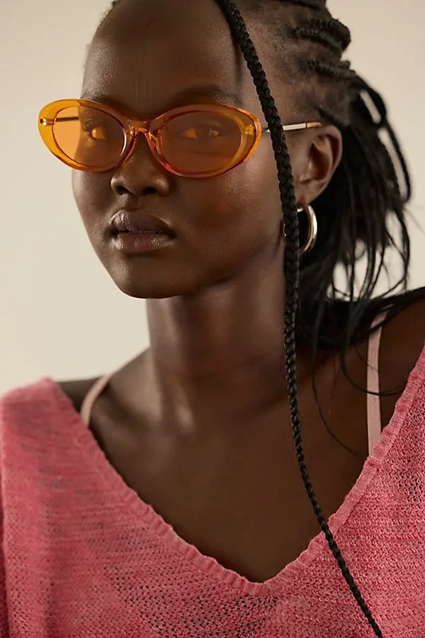 Free People Mae Oval Sunglasses - Tangerine Crush
