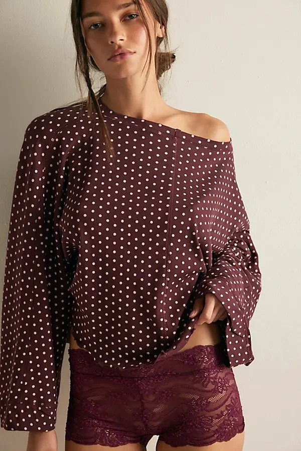 Free People Vibe Check Pullover - Wine Combo