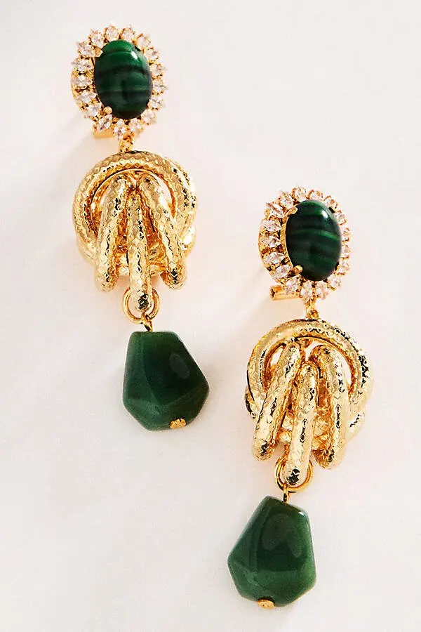 ANTON HEUNIS Charlotte Drop Earrgs - Green/gold
