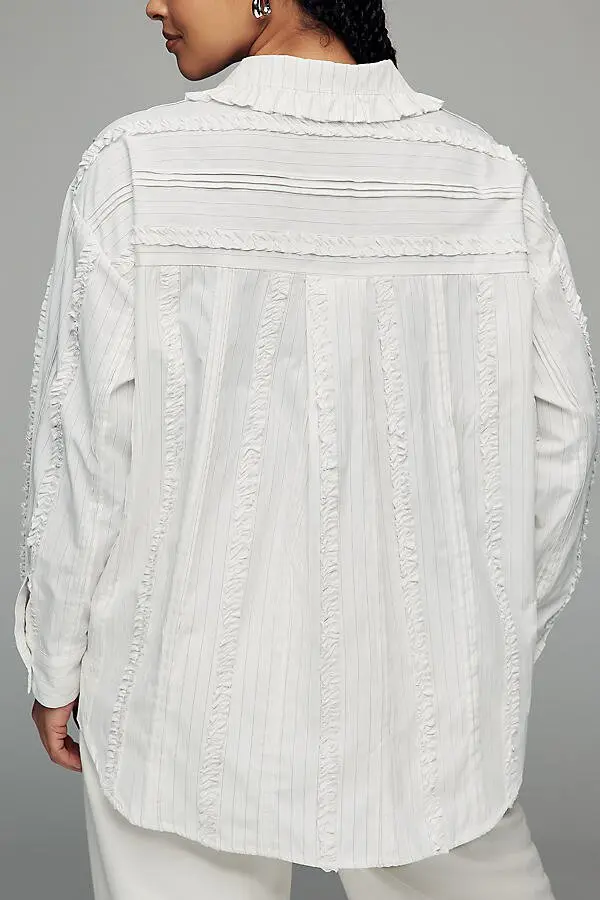 English Factory Pintuck Ruffle Shirt Top