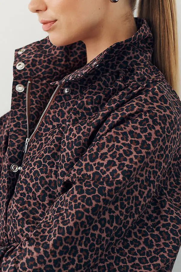 Daily Practice Leopard Print Funnel Neck Jacket