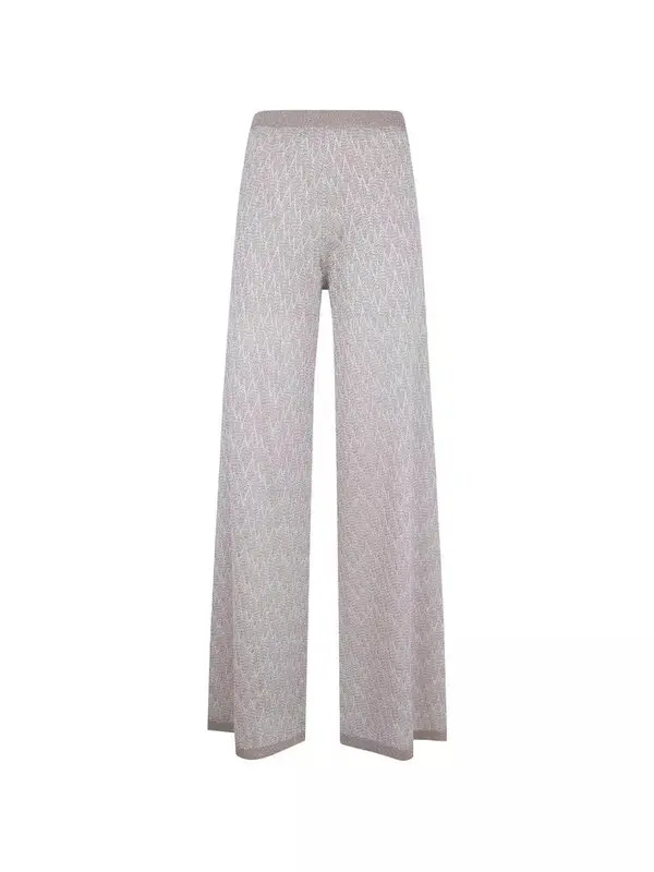 D.exterior Chevron-knit Wide-leg Trousers - Neutrals