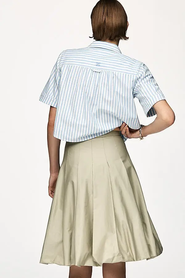 MARE MARE Cotton Pleated Bubble-hem Midi Skirt