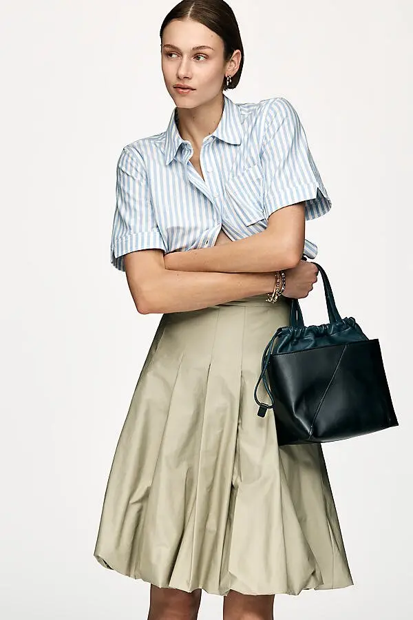 MARE MARE Cotton Pleated Bubble-hem Midi Skirt