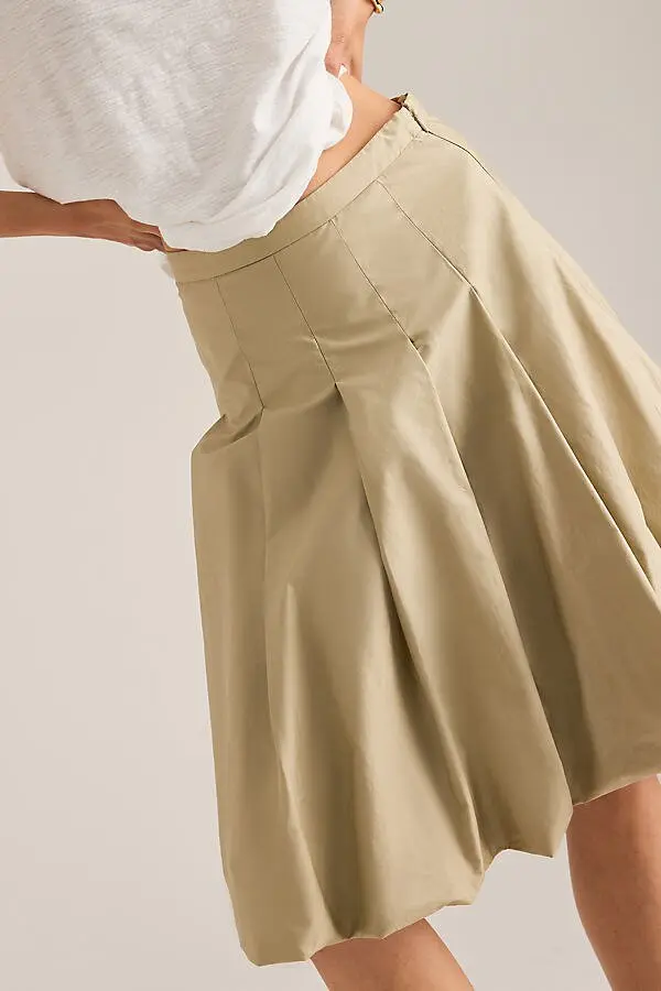 MARE MARE Cotton Pleated Bubble-hem Midi Skirt