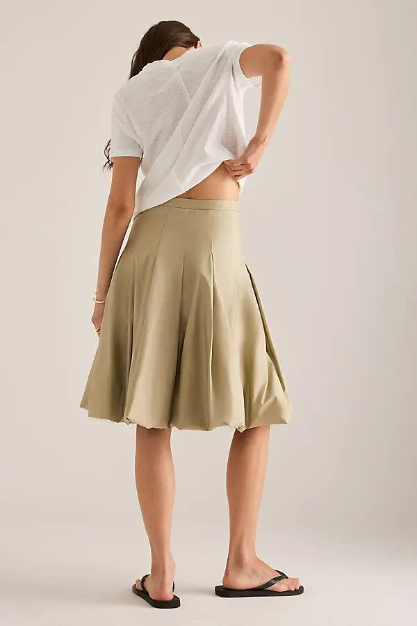 MARE MARE Cotton Pleated Bubble-hem Midi Skirt