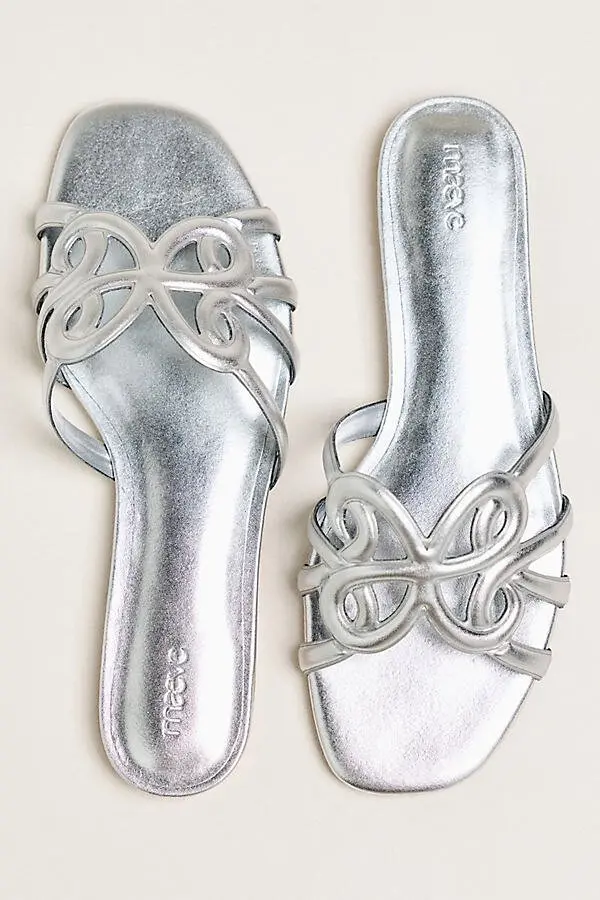 Maeve Logo Slide Sandals - Silver