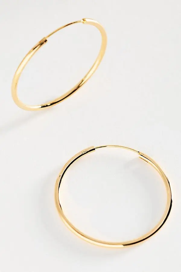 Anthropologie Delicate Gilded Hoop Earrgs - Gold