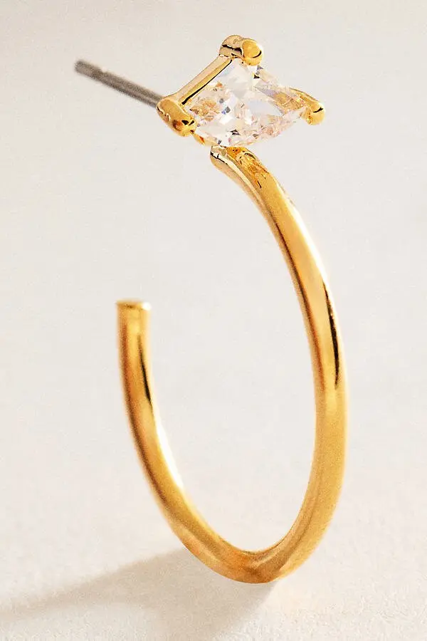 Anthropologie Crystal Hoop Earrings - Gold