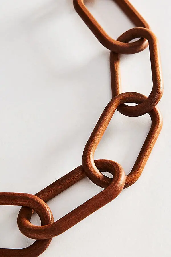 Anthropologie Chunky Wood Chain Necklace