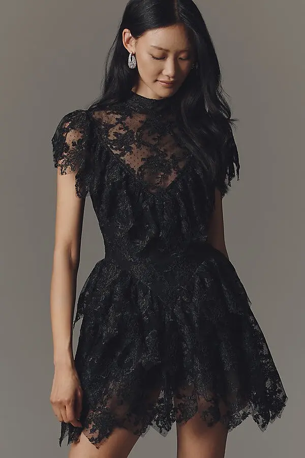 Bardot Tarryn Tulle Ruffle Mi Dress - Black