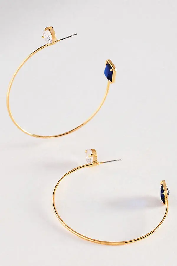 Anthropologie Double-crystal Hoop Earrgs - Sapphire